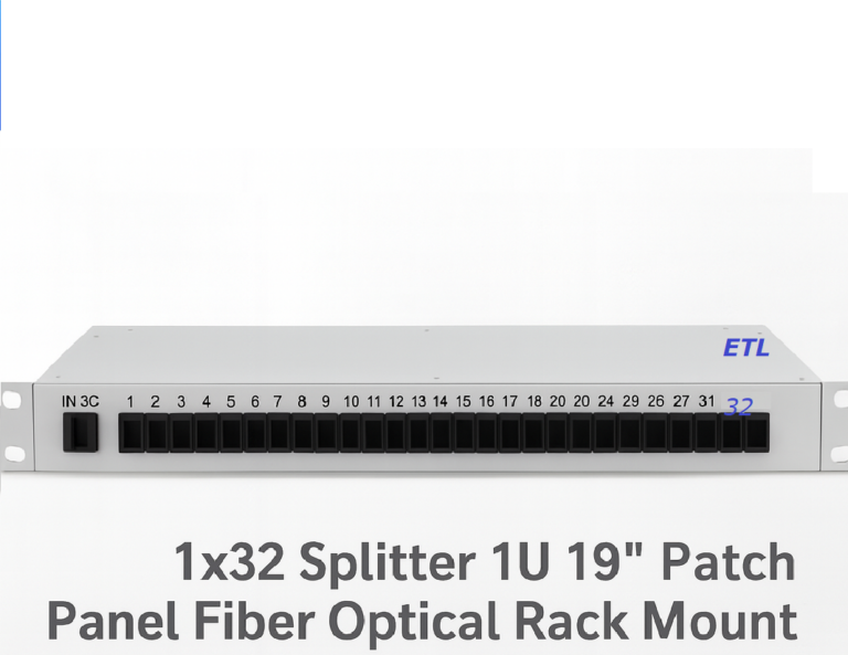 PLC Splitter 1X32SC 1U 19″ Patch Panel Fiber Optical Rack Mount – ETL